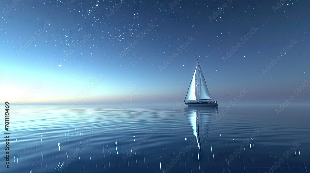 Embark on a celestial journey as a beautiful white boat cruises towards ...