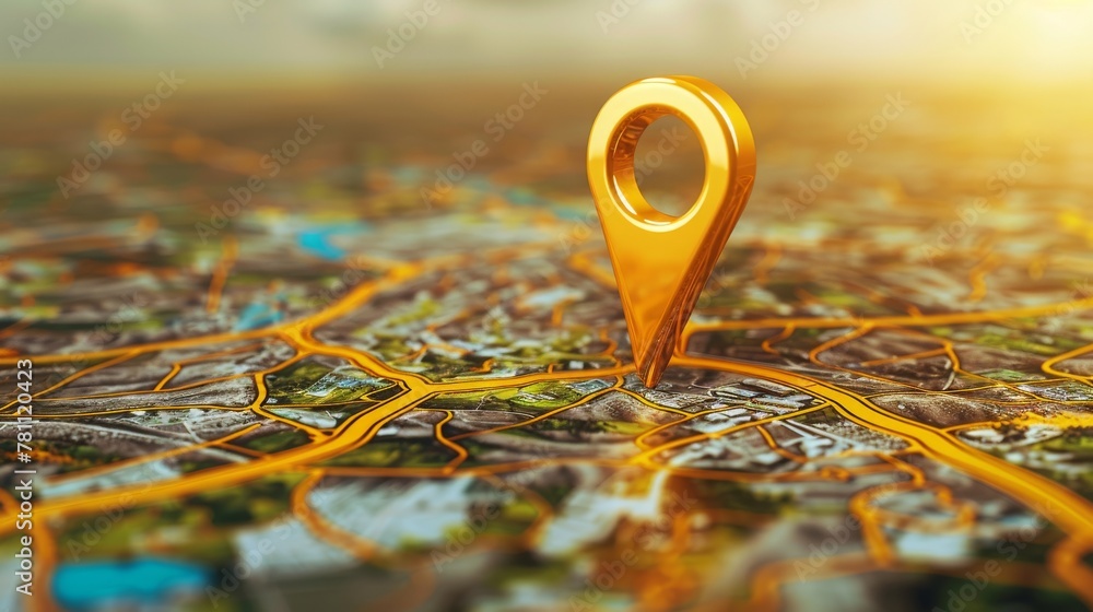 GPS Pointer on map. Yellow navigation Symbol. Element icon for Map ...