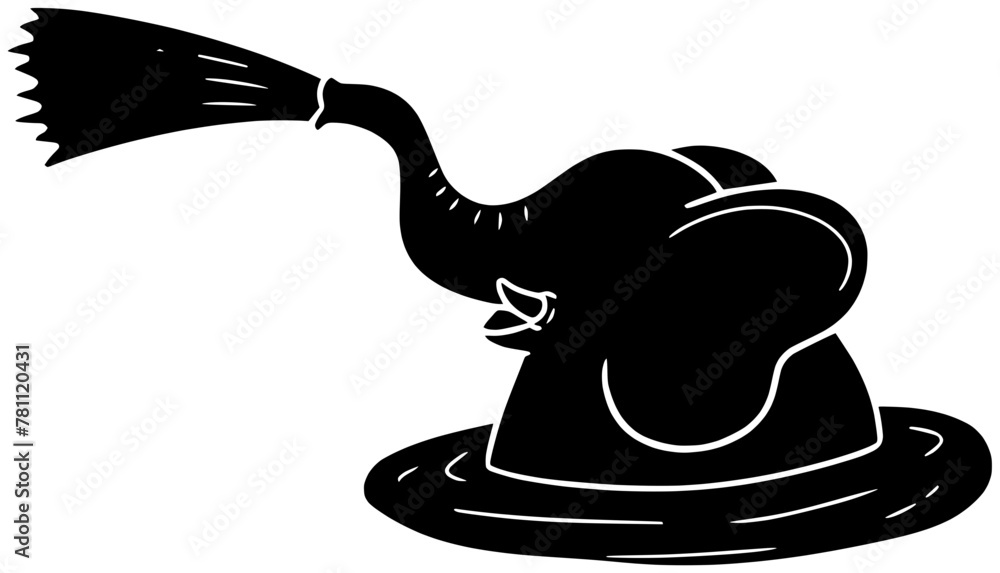 animal illustration elephant silhouette water logo fireman icon black ...