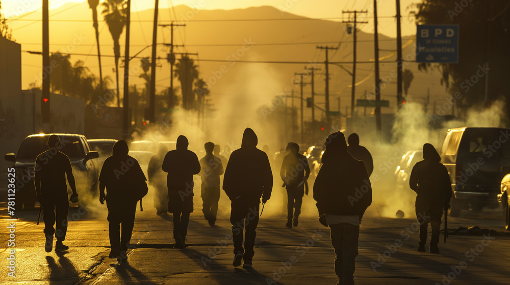 A crowd of pedestrians walking down a city road were surprised by an ...