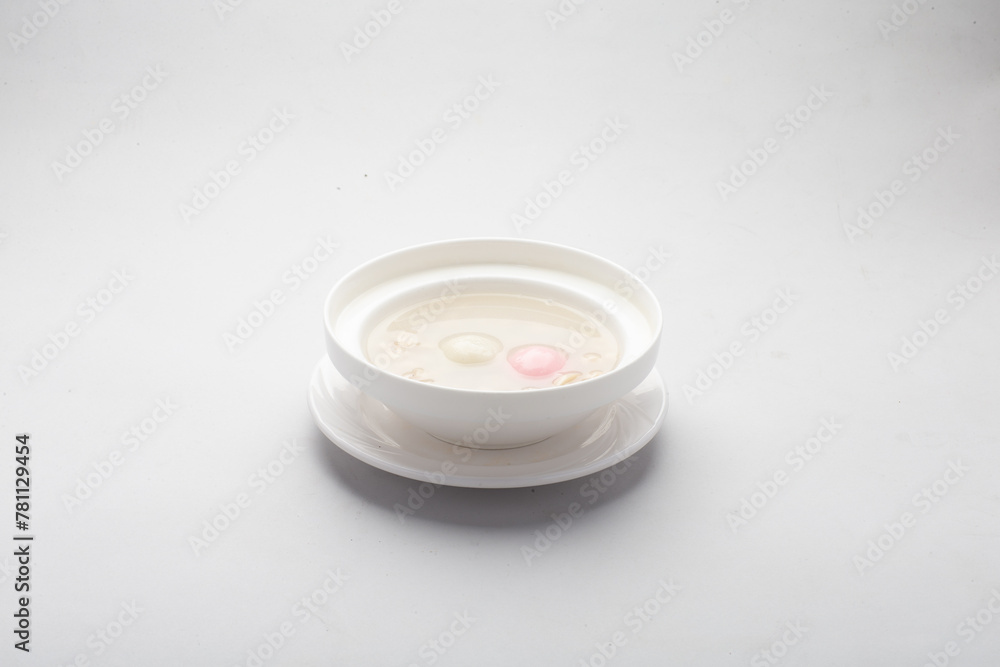 chef boiled red bean peanut paste sweet hot soup with peanut and black ...