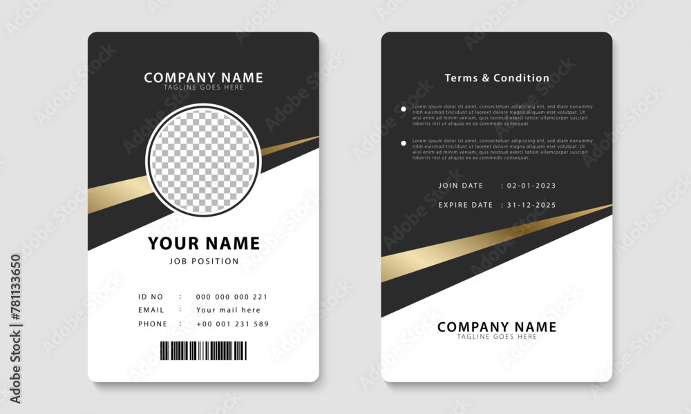 Professional ID card layout template. Office ID card. Business identity ...