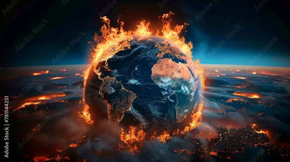 ภาพประกอบสต็อก Witness Earth ablaze, a haunting portrait of our planet ...