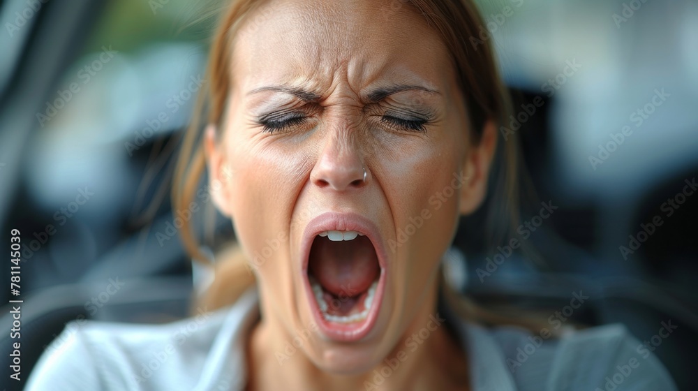 Behold the perilous sight of a woman yawning at the wheel-a potent ...