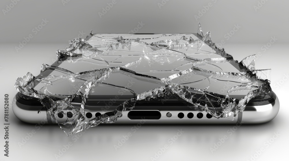 A cracked glass effect, a modern scratched phone screen, a cracked pane ...