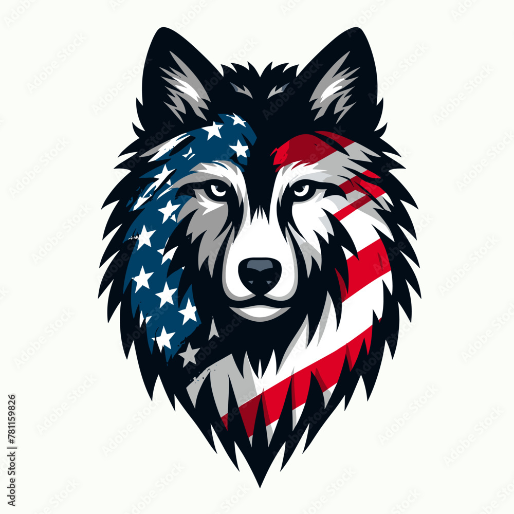 Wolf Wear USA Top Hat, 4th of July patriotic American flag, Cartoon ...