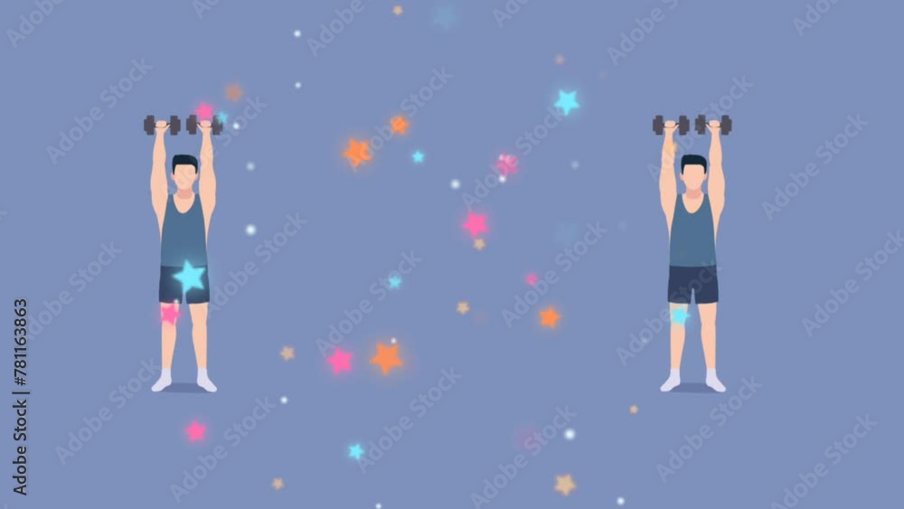 Vidéo Stock Men in gym making sport fitness exercises healthy lifestyle ...