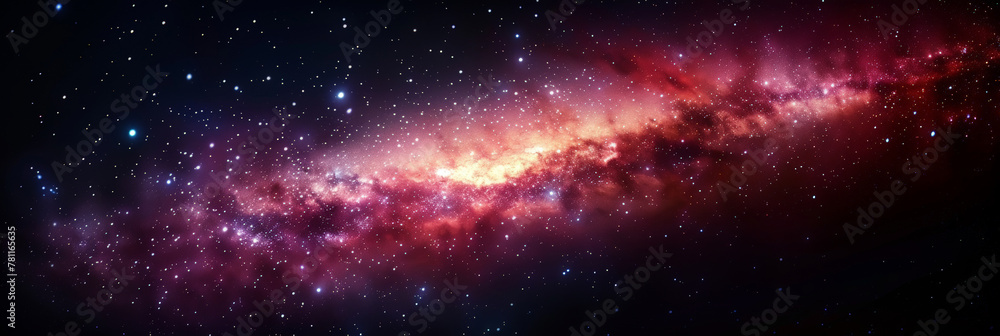 background with space, Clouds streak across the red Milky Way, galaxy ...