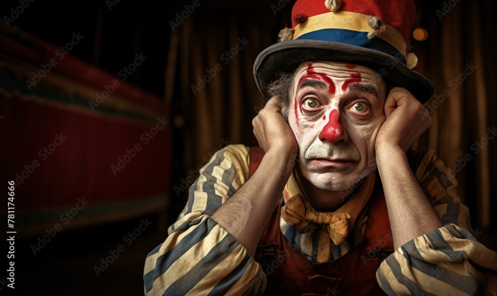 AI generated illustration of sad man dressed as a clown feeling down ...