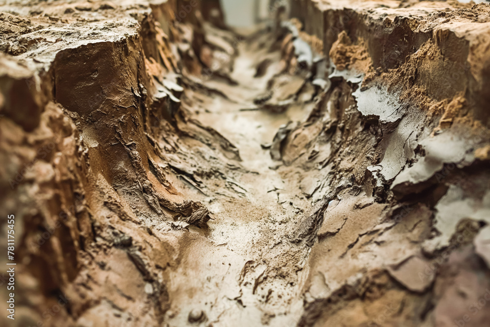 Muddy Clay trenches made by soldiers during Ukaraine war for shelter ...