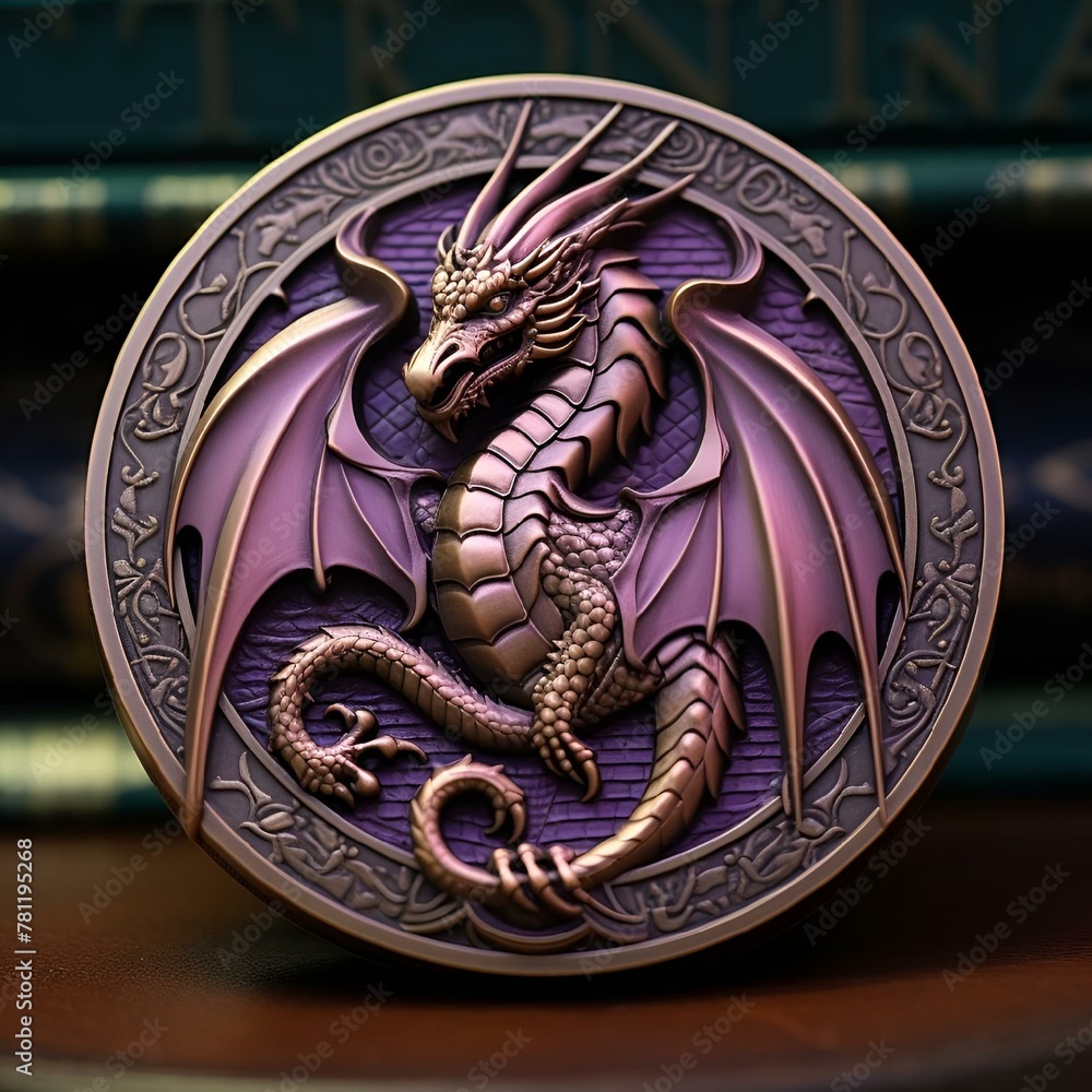 AI generated illustration of a dragon-themed medal with intricate ...