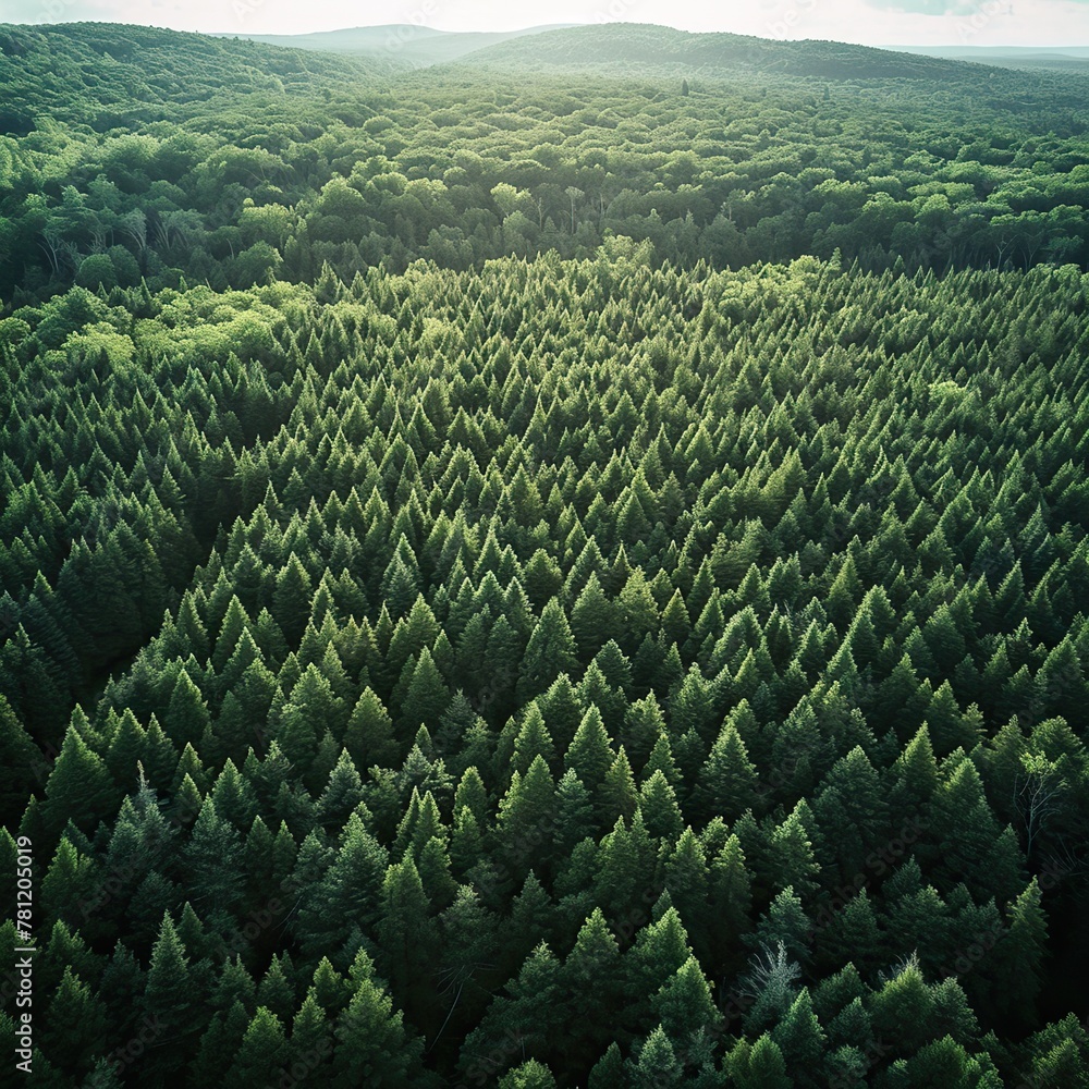 Aerial view of a sprawling forest, where search and rescue teams comb ...