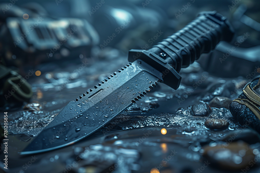 Tactical Combat Knife: A detailed 3D model of a tactical combat knife ...