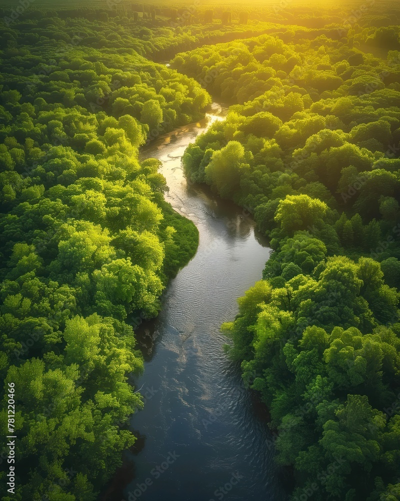River, flowing water, protectors of nature, surrounded by lush green ...