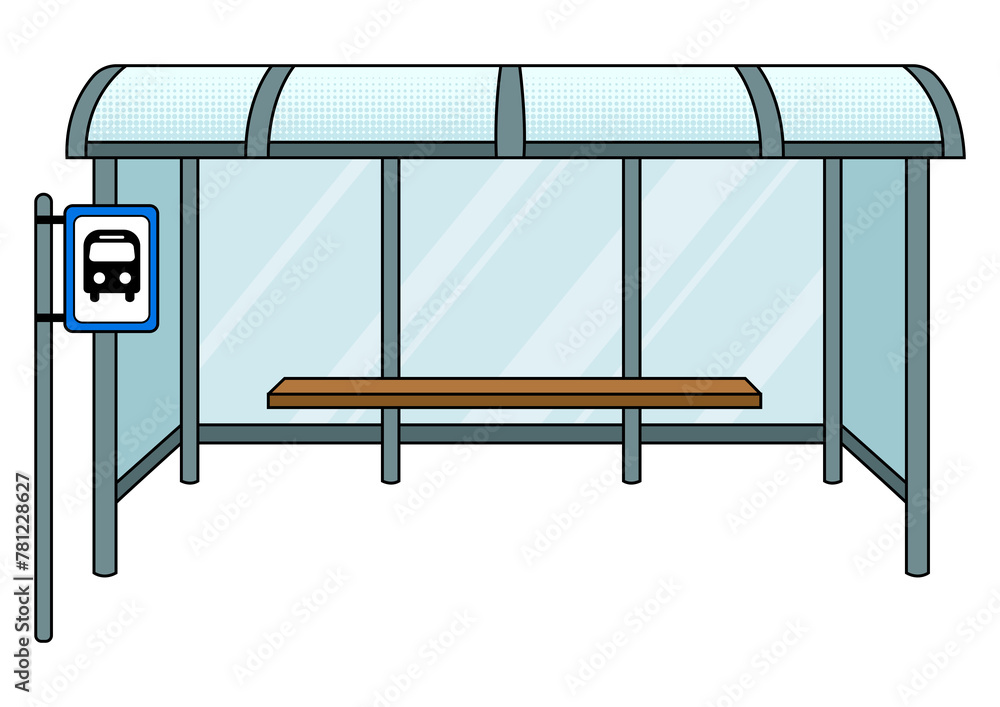 Bus stop cartoon pop art PNG illustration Stock Illustration | Adobe Stock