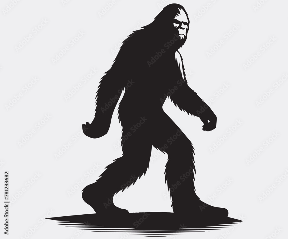 Bigfoot Silhouette, Bigfoot Illustration and Vector, Sasquatch Silhouette Stock Vector | Adobe Stock