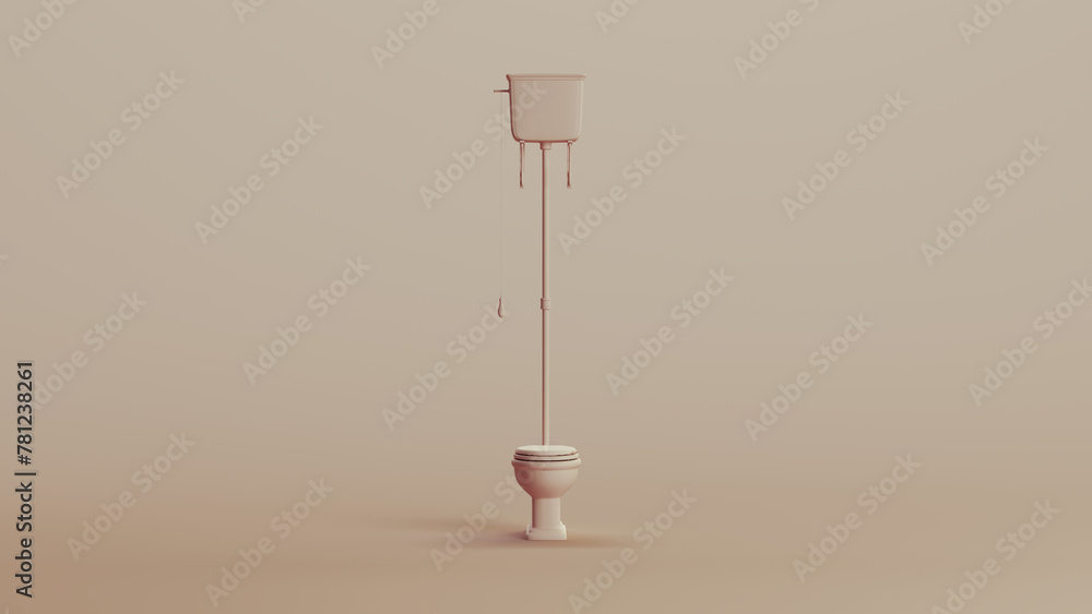 Toilet tall cistern traditional vintage neutral backgrounds soft tones ...