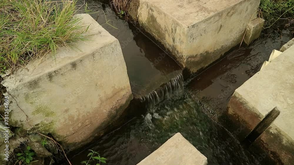Traditional water irrigation canals for paddy fields with traditional ...