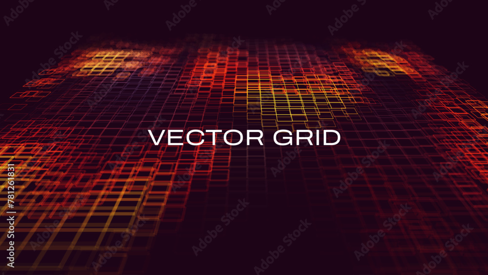 Abstract Vector Grid. Dynamic Moving Squares Wave. Abstract Sound ...