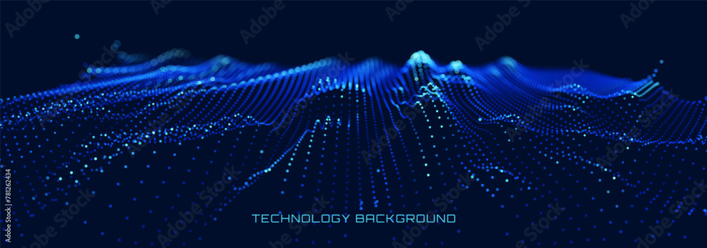 Colorful Blue Sound Wave Ripple Digital Equalizer Design. Big Data ...