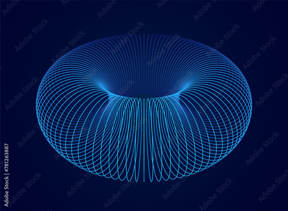 Vetor de 3D Torus Wireframe Background. Electromagnetic Force Field ...