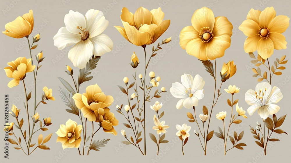 High-end floral arrangement with stylish plant designs and hand-drawn ...