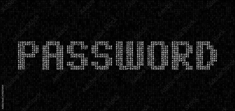 ASCII Art PASSWORD Word Made from Random Letters and Numbers. Dark ...