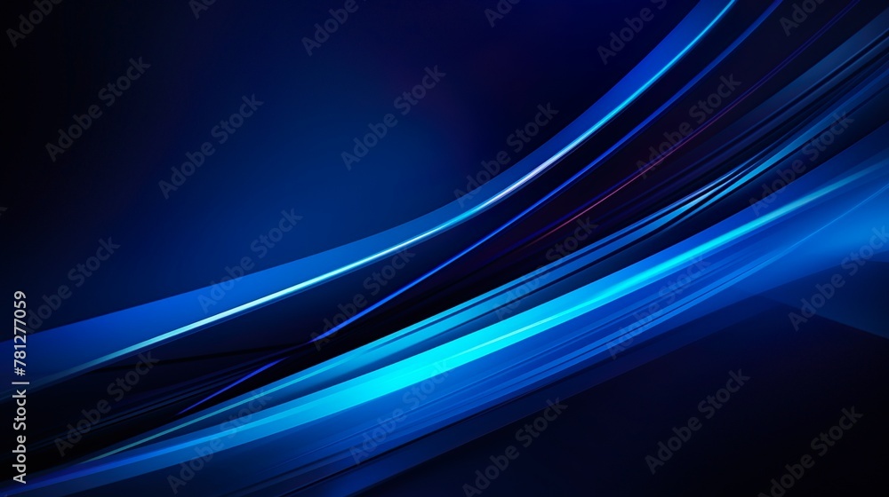 Dynamic blue curved lines sweep across a dark backdrop, offering a ...