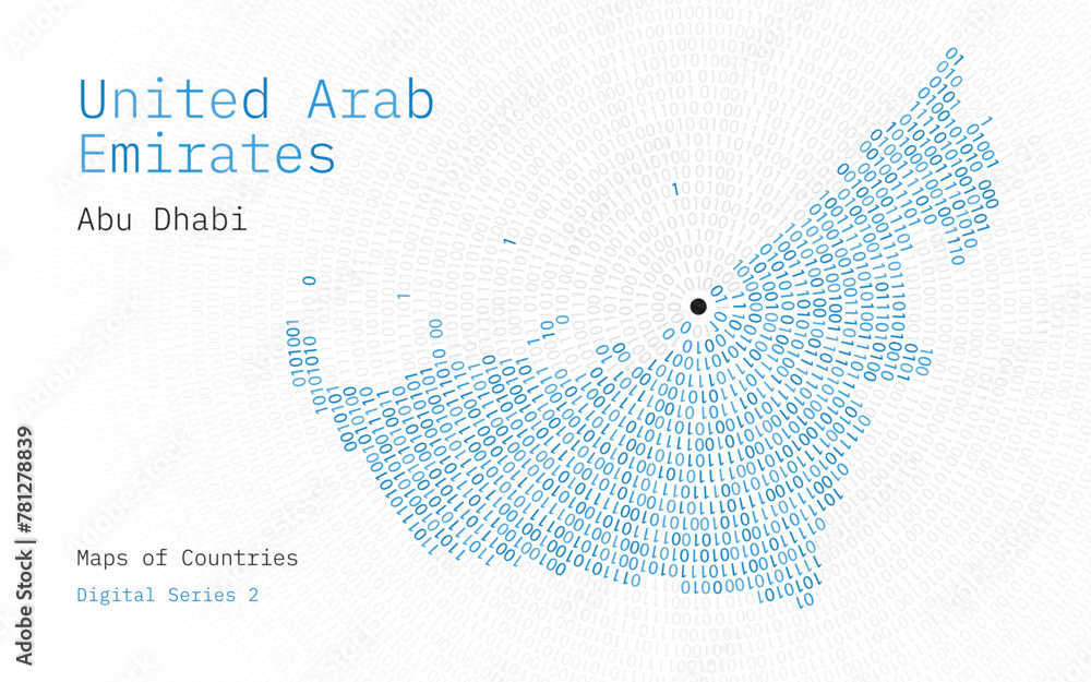 A map of United Arab Emirates depicted in zeros and ones in the form of ...