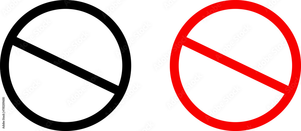Sign forbidden. Icon symbol ban. Red circle sign stop entry ang slash ...