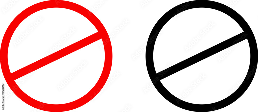 Sign forbidden. Icon symbol ban. Red circle sign stop entry ang slash ...