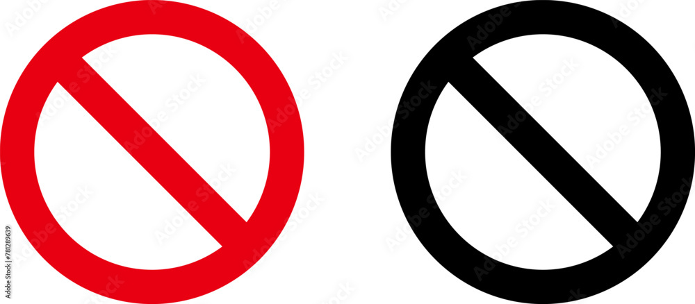 Sign forbidden. Icon symbol ban. Red circle sign stop entry ang slash ...