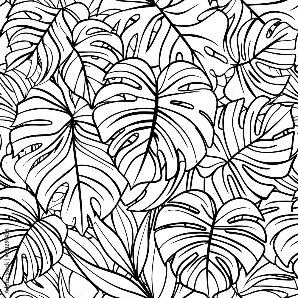 Seamless tropical monstera leaf pattern, perfect for fabric, wallpaper ...