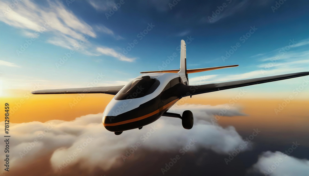 futuristic concept personal aircraft electric aerial vehicle with fixed ...