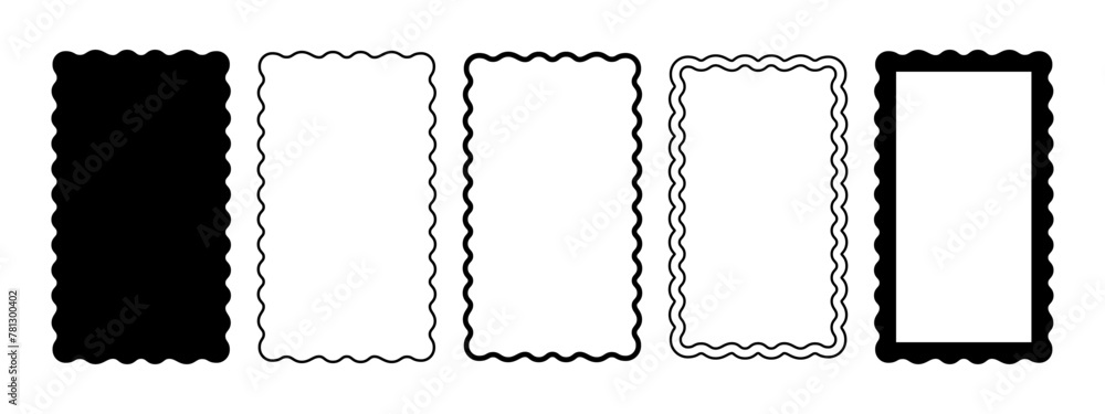 Set of mirror, picture or photo rectangle frames with wavy borders ...