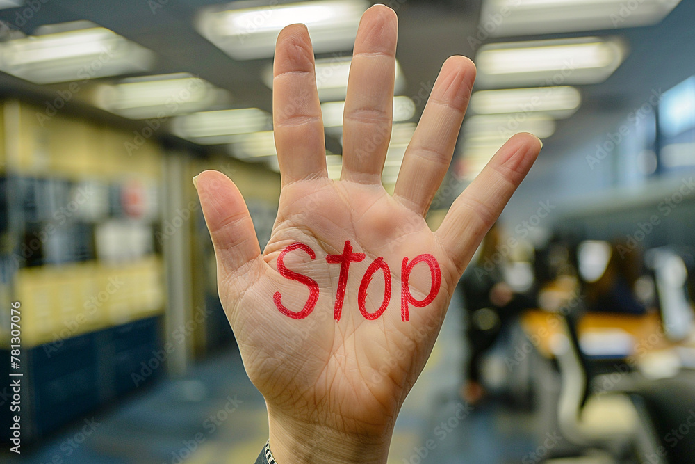 Harassment at work, woman sad angry terrified scared afraid, man, stop ...