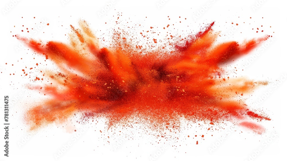 Splashes of seasoning, red dust or paint isolated on transparent ...