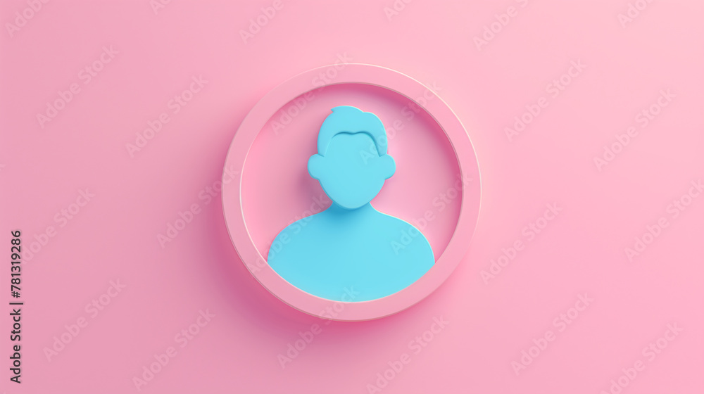 Minimalist User Profile Icon in Pink and Blue Cut-Out Design Stock ...