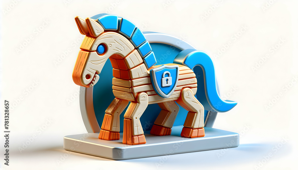 3D Icon Trojan Horse Alert: Warning Sign for Hidden Dangers in Software ...