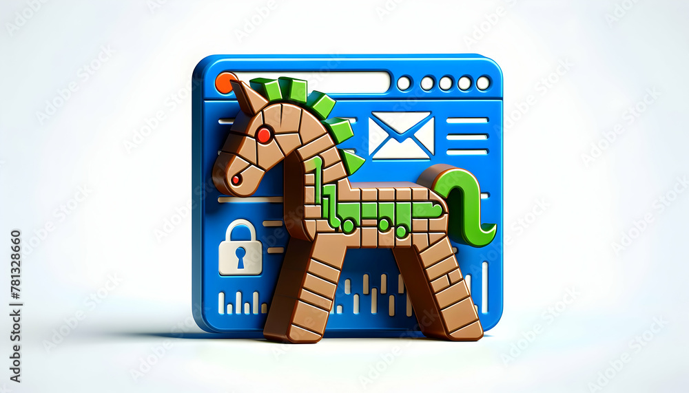 3D Trojan Horse Alert: Warning Sign for Hidden Software and Email ...