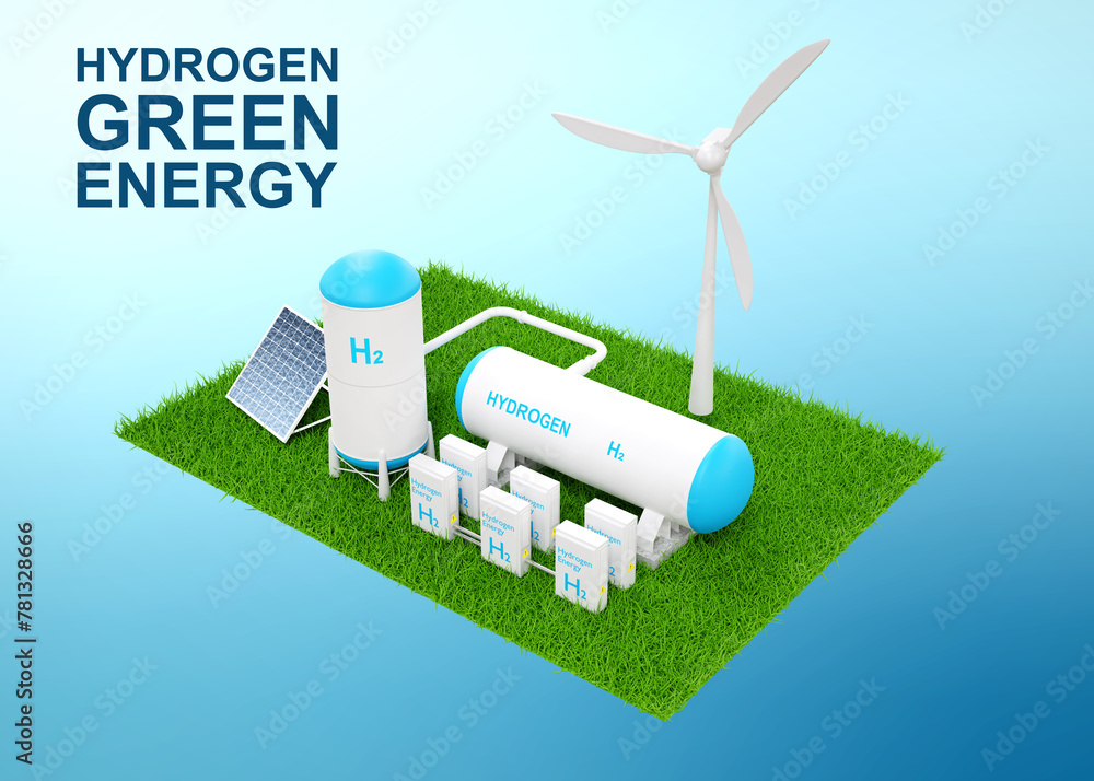 Green Hydrogen factory concept. Hydrogen production from renewable ...