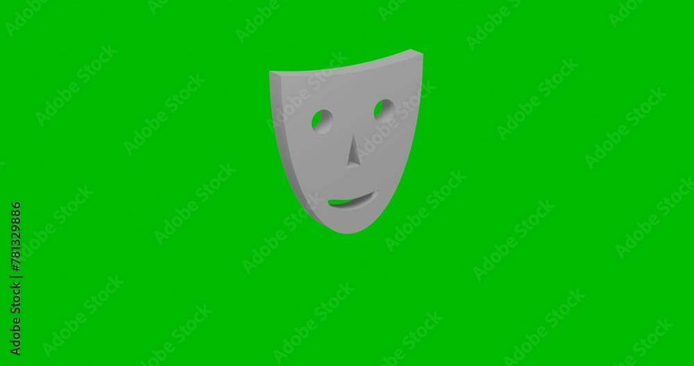 Animation of rotation of a white theatrical mask with shadow. Simple ...