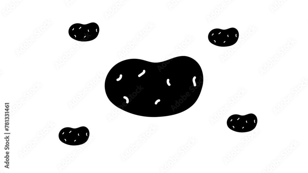 Zoom in and out animation the potatoes symbol. Large black symbol in ...