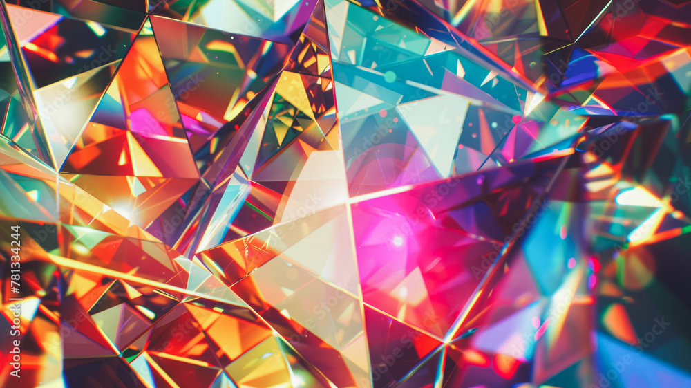 A dynamic display of geometric crystals with prismatic refraction of ...