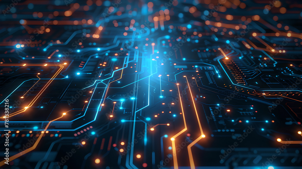 A techy background shows a cyber network grid of global data ...