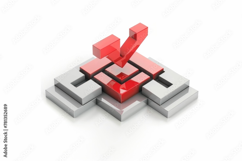 Red check mark on top of a white box with a red check mark on top of it ...