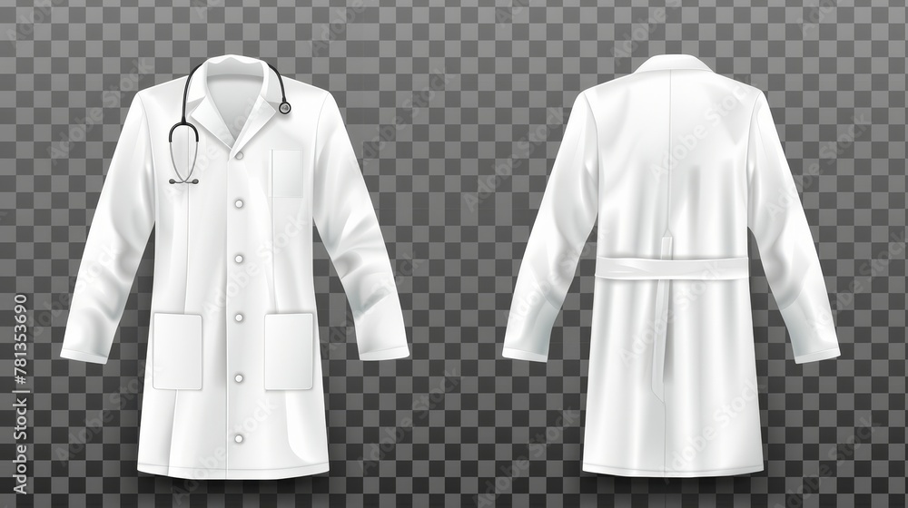 White doctor coat on transparent background. Modern realistic mock up ...