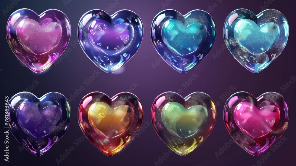 Heart-shaped soap bubble sprites animation sequence stage. Computer ...