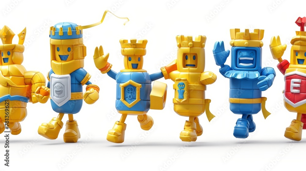 Cartoon set of air dancers, funny mascot with blowing wind for ...