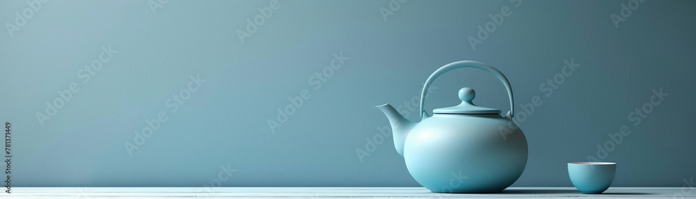 visually appealing composition featuring a front view of a teapot ...
